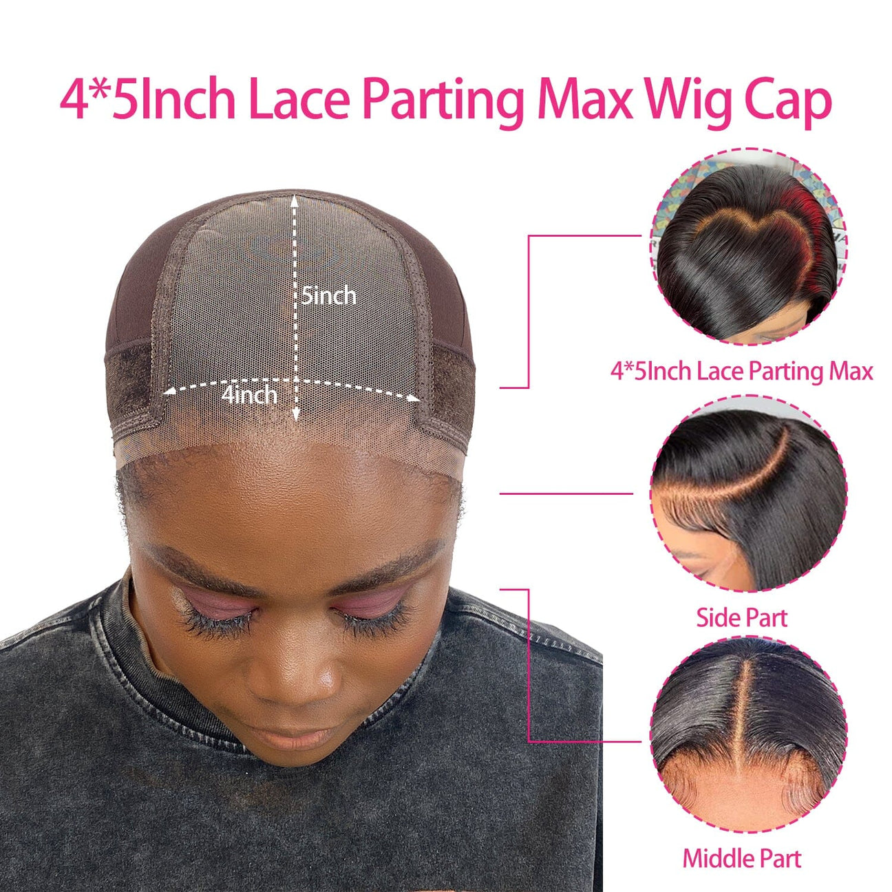 Brown Wig Grip Cap 4*5Inch Lace Parting Max Make Part Freely One Size ...