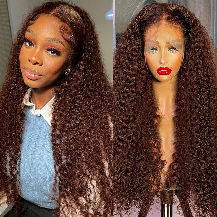 New Chocolate Brown Color Full Lace Transparent Kinky Curly Wig – LABHAIRS®